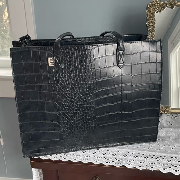 BEIS | Bags | Beis The Work Tote In Black Croc | Poshmark